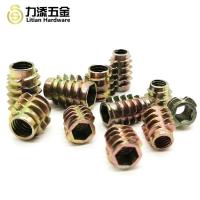 China M6 Wood Insert Lock Nut Threaded Inserts Nickel Plated Zinc Alloy Material for sale