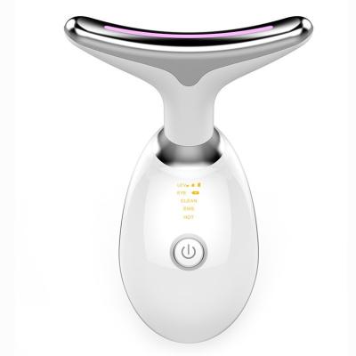 China EMS neck and face beauty care device for anti aging and wrinkle removal with led photon therapy for sale