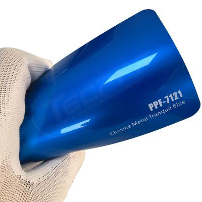 중국 PPF-7121 크롬 금속 평온한 파란색 색상 페인트 보호 필름 자동차 스크래치 판매용