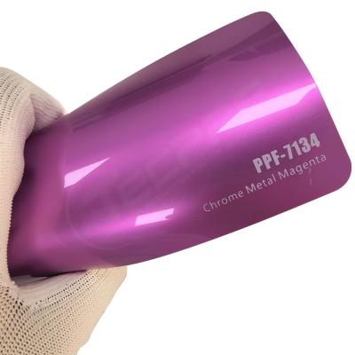 중국 PPF-7134 크롬 금속 마젠타 컬러 페인트 보호 필름 자동차 스크래치 판매용
