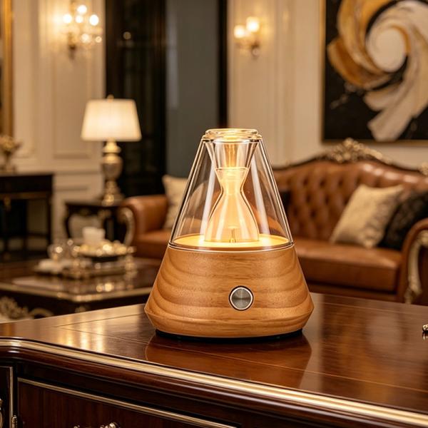 Quality High-capacity Lithium Battery Wood and Glass Home Aroma Diffuser with Cold-air Diffusion Technology for sale