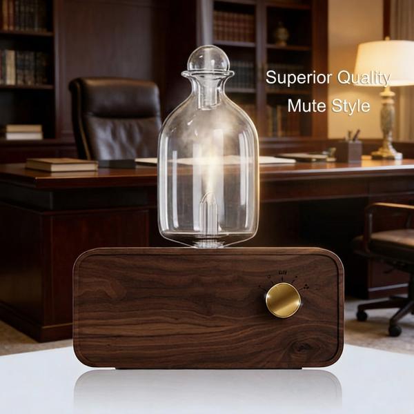 Quality Hand Blown Glass Vessel Aromatherapy Aroma Diffuser With Natural Wood Grain Preservation for sale