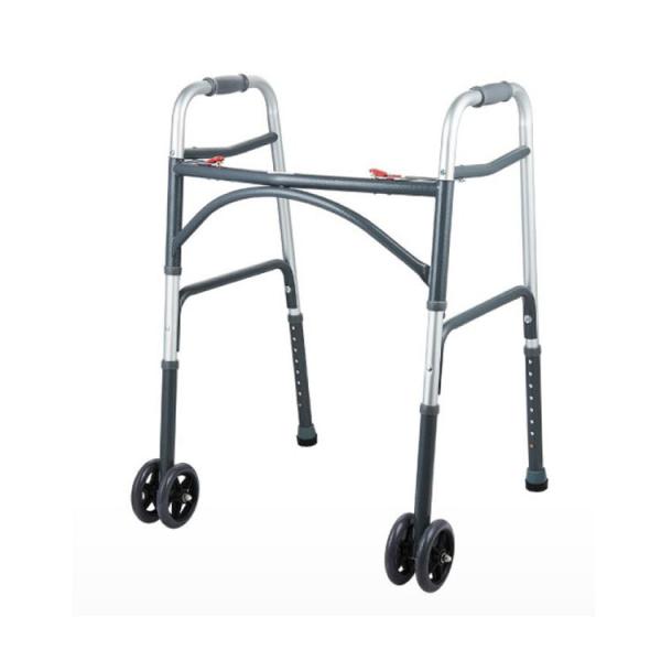 Quality Adult Durable Medical Equipment Dual Button Aluminum Folding Walker With 2 for sale