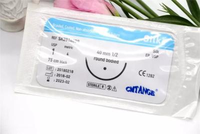 China Dental Supplies BLACK BRAIDED 2 0 SILK SUTURE with Needle CE ISO 75CM à venda