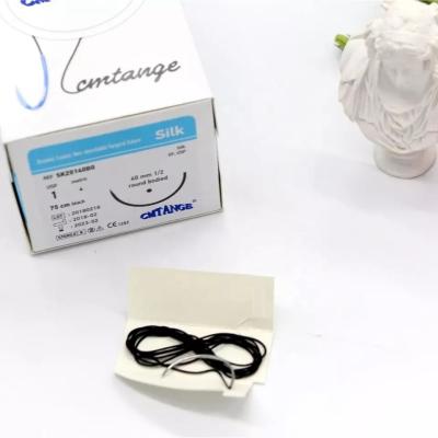 China Dental Supplies BLACK BRAIDED 2 0 SILK SUTURE with Needle CE ISO 75CM à venda