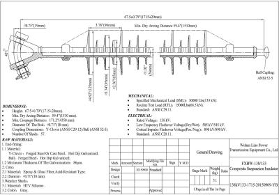 Cina 138KV linea composita isolante con il prodotto popolare palla/del Y-cavallotto in America settentrionale in vendita