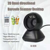 China Table Top Omnidirectional Barcode Scanner USB Wired 1D 2D Hands Free QR Code Scanner for sale