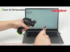 Handheld Bluetooth Barcode Scanner 2.4G 2D 30m Distance CMOS Wireless With Receiver