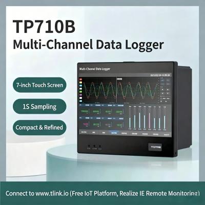 China Toprie Industrial 7 Inch Data Logger 8-32CH with Color Display 4-20mA 0-10V Analog Input Embedded Paperless Recorder for sale
