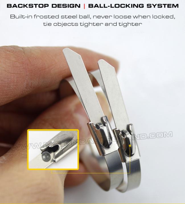 Ball-locking Cable Ties (Tie Wraps, Cable Straps) Stainless Steel Version 304/316/316L