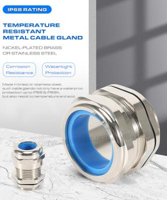 China Glandulas de cabo PG metálicas de latão de cobre IP68 com vedações de silicone azul resistentes ao calor e anéis O à venda