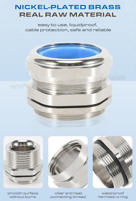 China Glandulas de cabo PG metálicas de latão de cobre IP68 com vedações de silicone azul resistentes ao calor e anéis O à venda