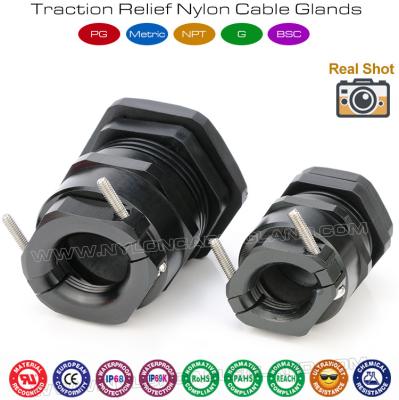China Plastic (polyamide) kabelklier IP68 IP69K met spanningsverlichtende metalen klem Te koop