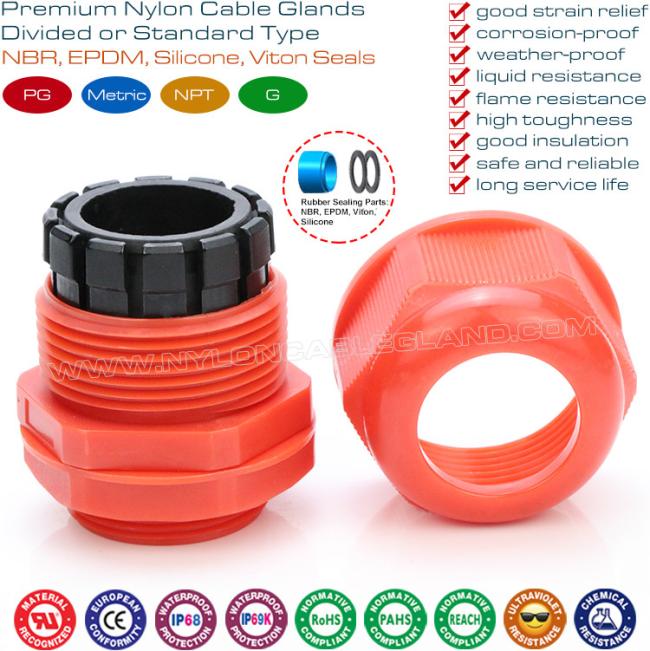 IP68 Waterproof Polyamide Nylon Metric Thread MG Cable Gland (Divided Type) for Control Boxes