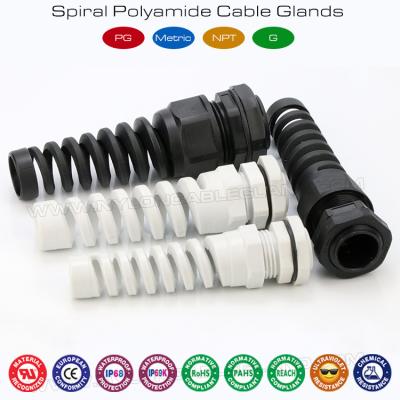 China Glándula de cabo PG e metrica IP68 Poliamida impermeável (Nilão) com alívio de tensão flexível e flexível à venda