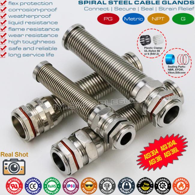 Waterproof Brass IP68 Cable GlBrass Waterproof IP68 Wire Cable Glands Watertight Cable Joints Connectors with Bending Protectionands (Cable Joint Connectors) with Bending Protection