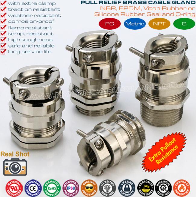 IP68 Waterproof Brass NPT Cable Glands with Stress Relief (Tension Relief)