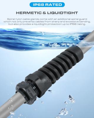 China Spiral Cable Gland / Spiral Flexible Strain Relief Connector Nylon (Polyamide) 6 PG11 IP68 for 5-10mm Cable for sale