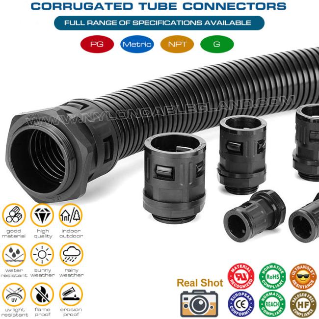 M12-M63 Metric Conduit Connectors, Straight Flexible Conduit Fittings Plastic Conduit Glands for Hose Tubes AD10-AD54.5