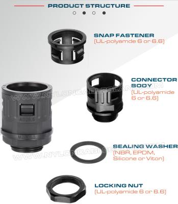 China M12-M63 Metric Conduit Connectors, Straight Flexible Conduit Fittings Plastic Conduit Glands for Hose Tubes AD10-AD54.5 for sale