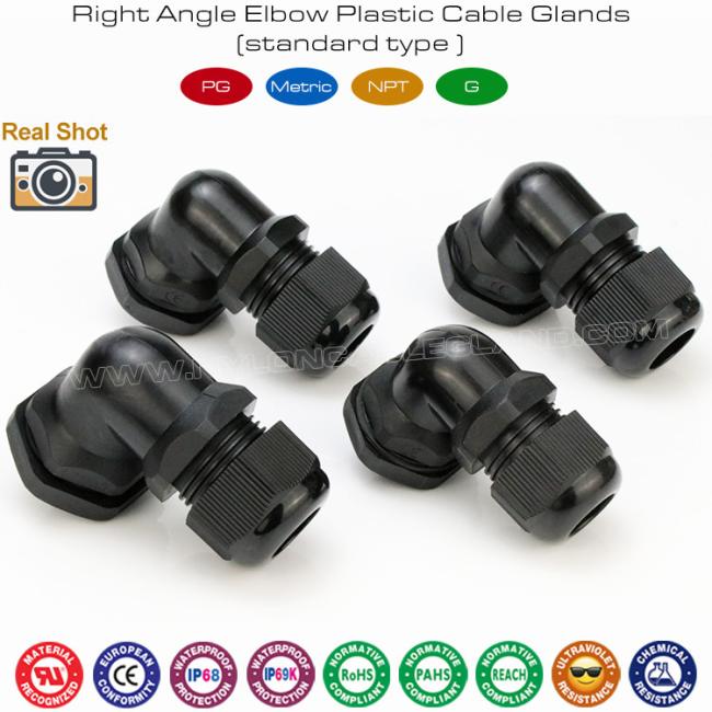 90° Angled NPT Cable Glands, Polyamide Elbow Cable Glands and IP68 Waterproof Nylon Cord Grips Cable Glands