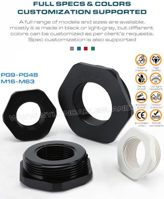 China Hex Plastic Reducers Male to Female Thread PG9~PG48 & Hex Nylon Reducing Bushings Male to Female Thread M16~M63 voor elektrische apparatuur Te koop