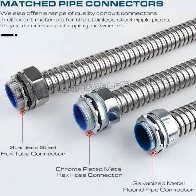Cina Tubi ondulati flessibili in metallo Ø6mm~Ø100mm, 316 & 304 Tubi ondulati in acciaio inossidabile Tensione assiale 36 kgf~600 kgf per la protezione del filo in vendita