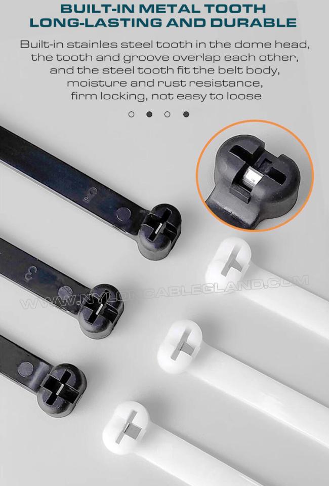 Fascetta fermacavo plastica con dentino metallico 400 mm x 8 mm con resistenza alla trazione di 112 libbre (550 N) per cantieristica navale