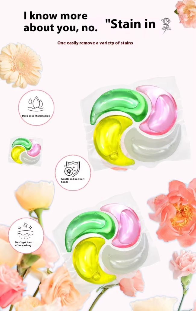 Laundry pods displayed in different colors