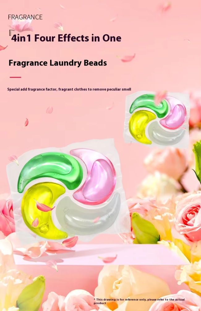 Custom color laundry detergent pods in bulk packaging