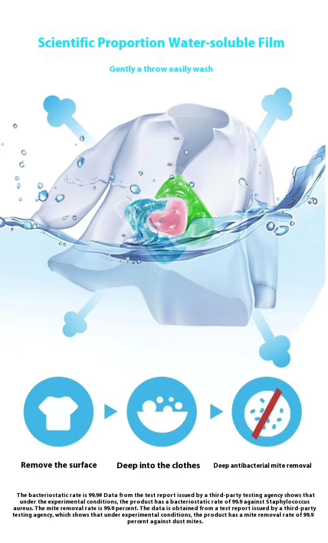 Laundry detergent pods in different colors