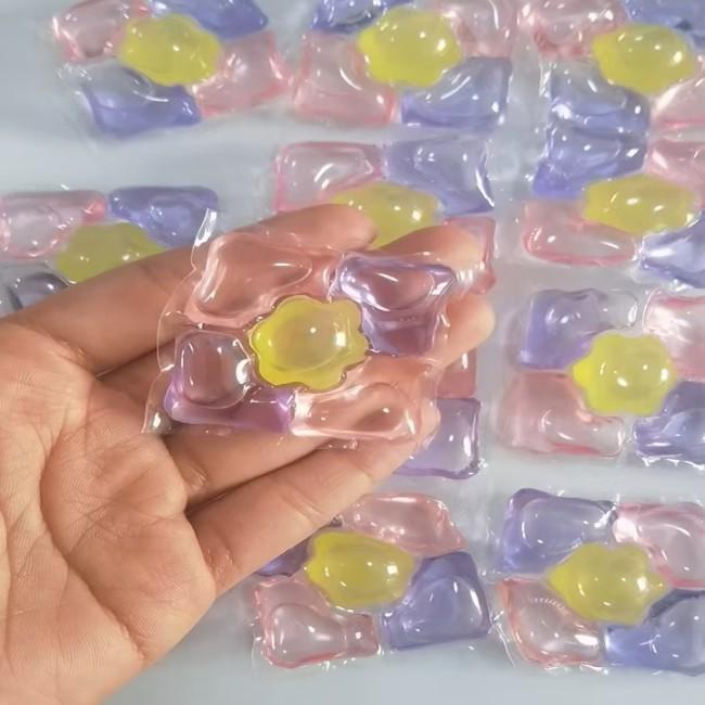 Laundry pods demonstration showing dissolution in water