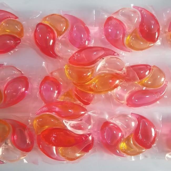 Custom laundry detergent pods in various colors