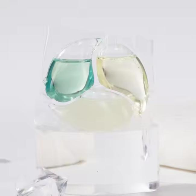 Close-up view of floral fragrance laundry pods