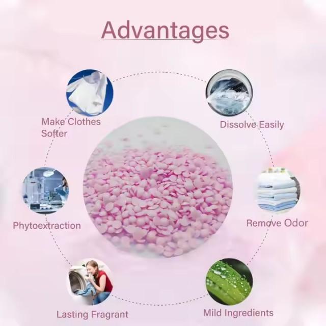 Laundry scent booster beads in use with clothing
