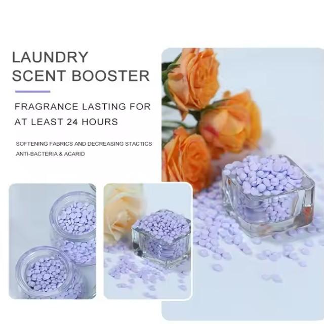 Packaged laundry scent booster beads display