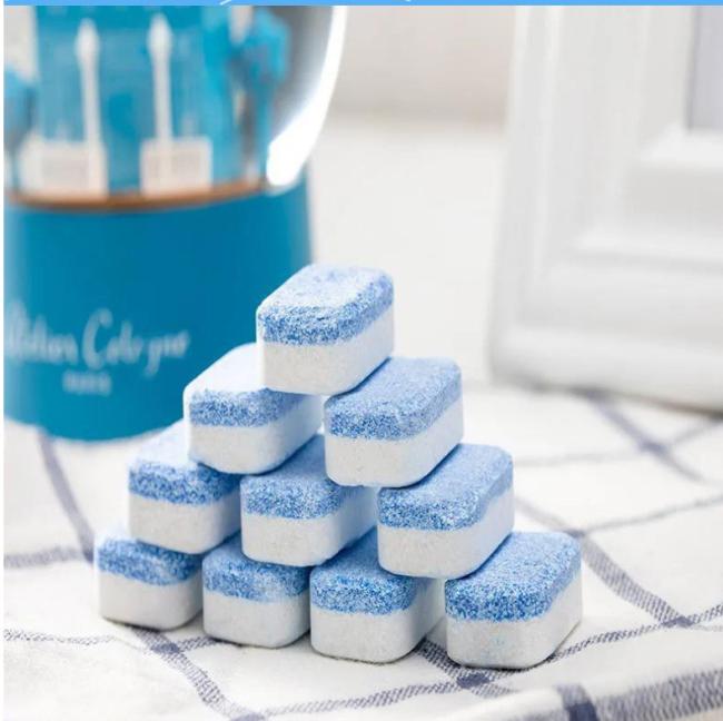 Close-up view of dishwasher tablet showing texture