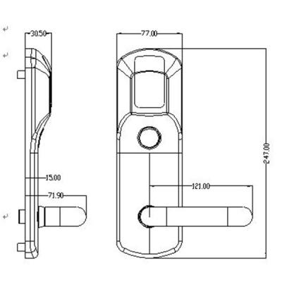 Cina 62.5mm Backset Digital Electronic Door Lock / Card Electronic Locks per le camere d'albergo in vendita