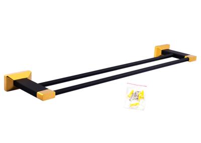 Cina Accessoio per bagno in ottone massello doppio bar di asciugamani per bagno con rivestimento in oro in vendita