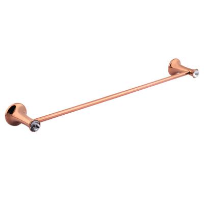 Zinc Alloy and Crystal Bathroom Accessory Single Towel Bar  Plate Rose Gold