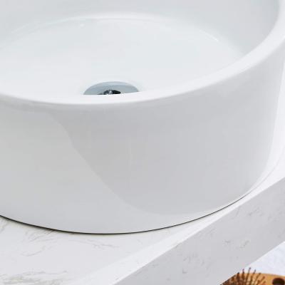 China Round White Ceramic Above Counter Bathroom Vessel Sink for sale