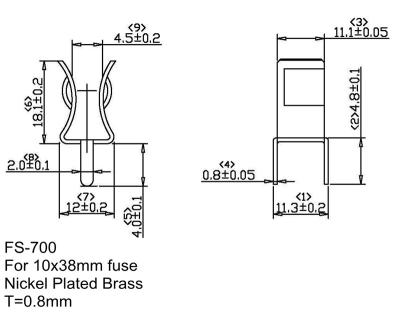 China Solder Screw Rivet Mount Heavy Duty Solar Single Pole Cartridge Fuse Holder FS-700 For 10.3x38mm Glass Ceramic Tube Fuse for sale