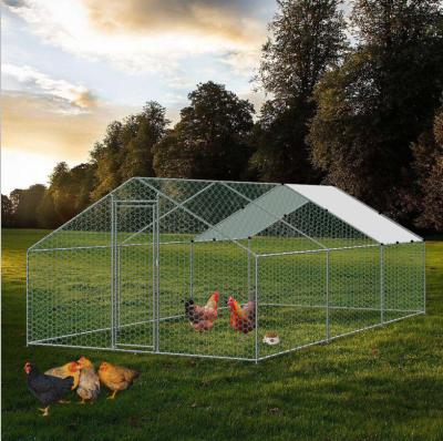China Waterproof Galvanized Steel Tube OEM Chicken Cage Run Chicken Coop with White color cover for sale