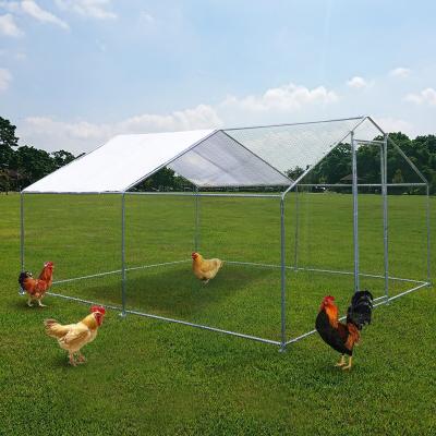 China Solid Structure Heavy Duty Galvanized Steel 13x13ft Walk In Chicken Run Coop Chicken Cage with Cover for sale