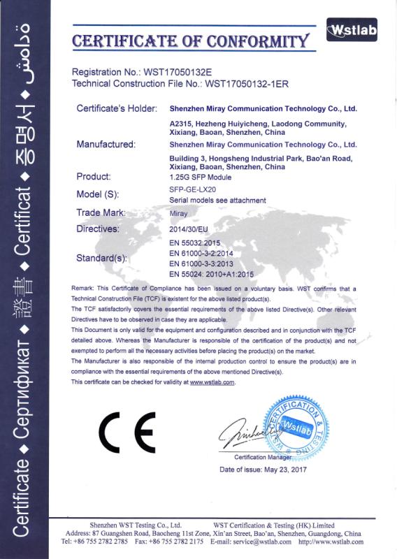 CE - Shenzhen Miray Communication Technology Co., Ltd.