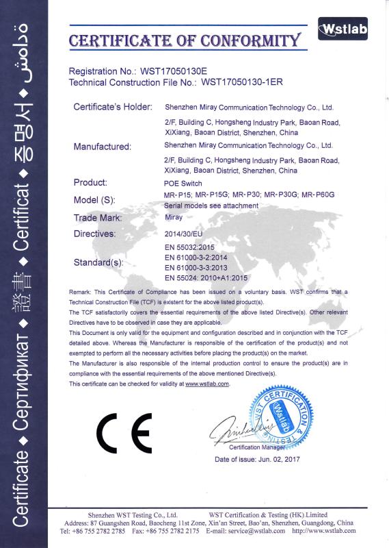 CE - Shenzhen Miray Communication Technology Co., Ltd.