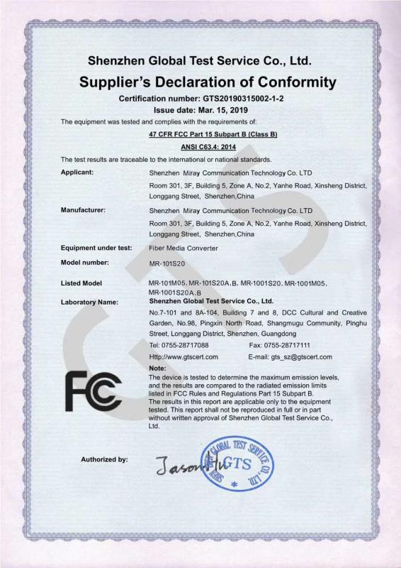 FCC - Shenzhen Miray Communication Technology Co., Ltd.