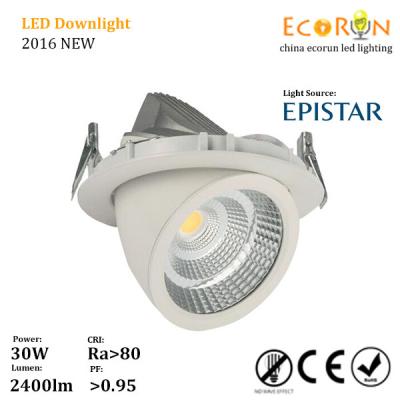 China downlight epistar del cardán de la mazorca de ac85-265v que contiene el downlight rotativo de 25W 30W en venta