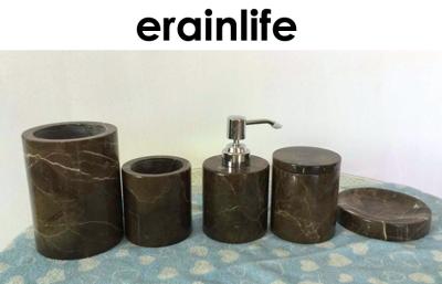 Cina Accessorio naturale di lusso del bagno del marmo di struttura messo con la scatola del cotone in vendita