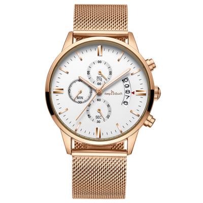 China Classic Unique Gold Stainless Steel Brand Logo Leather Quartz Mens Watch Wrist Luxury Factory for sale